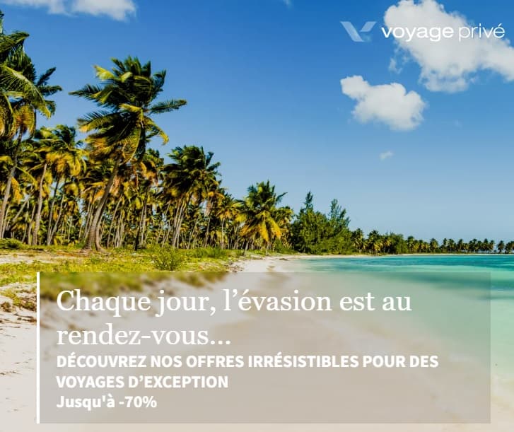 Code promo Voyage Privé Mai 2026 | 70% réduction + 2,9% Cashback